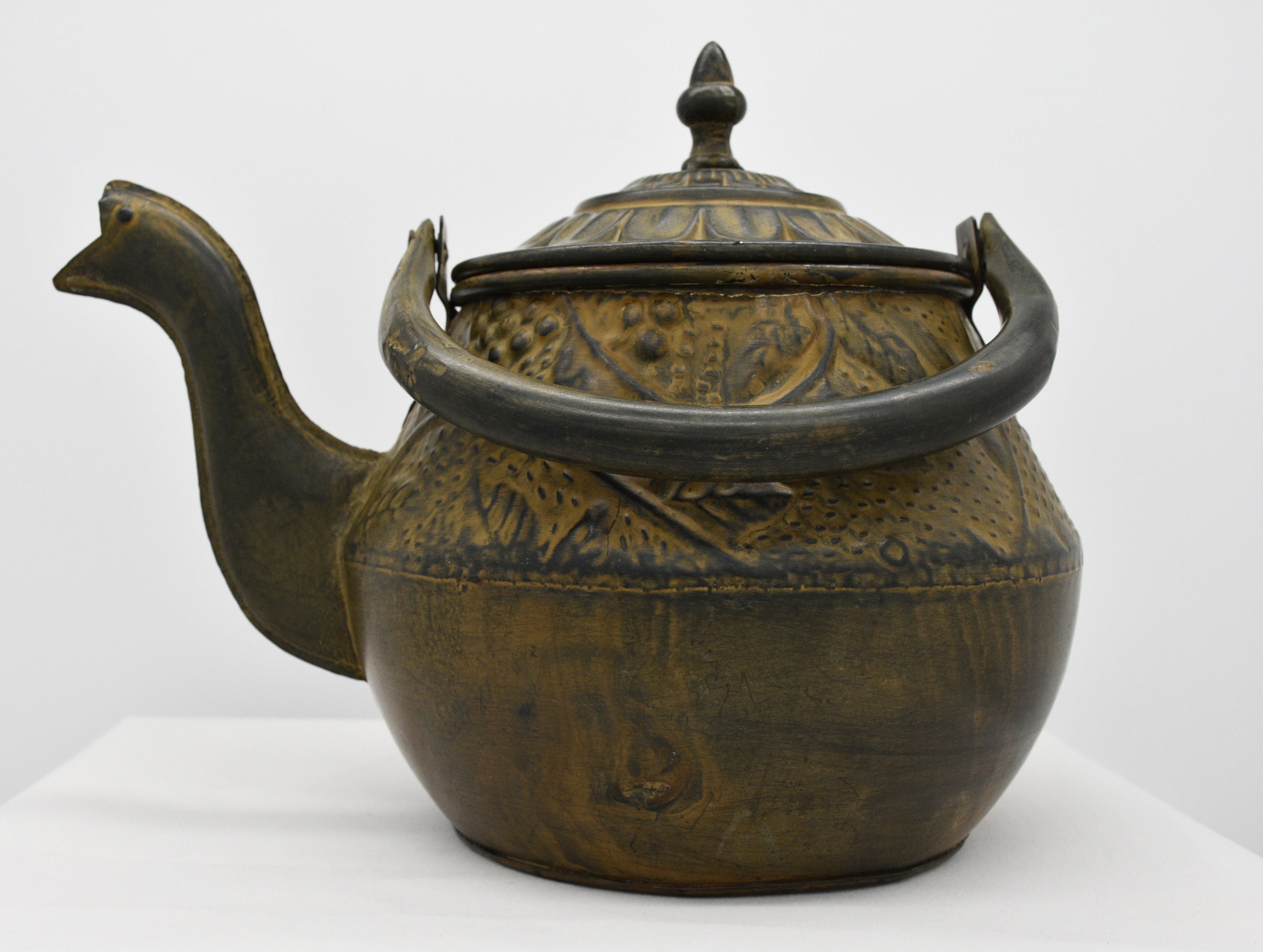 Classic Large Decorative Brown Metal Tea Pot - Etsy