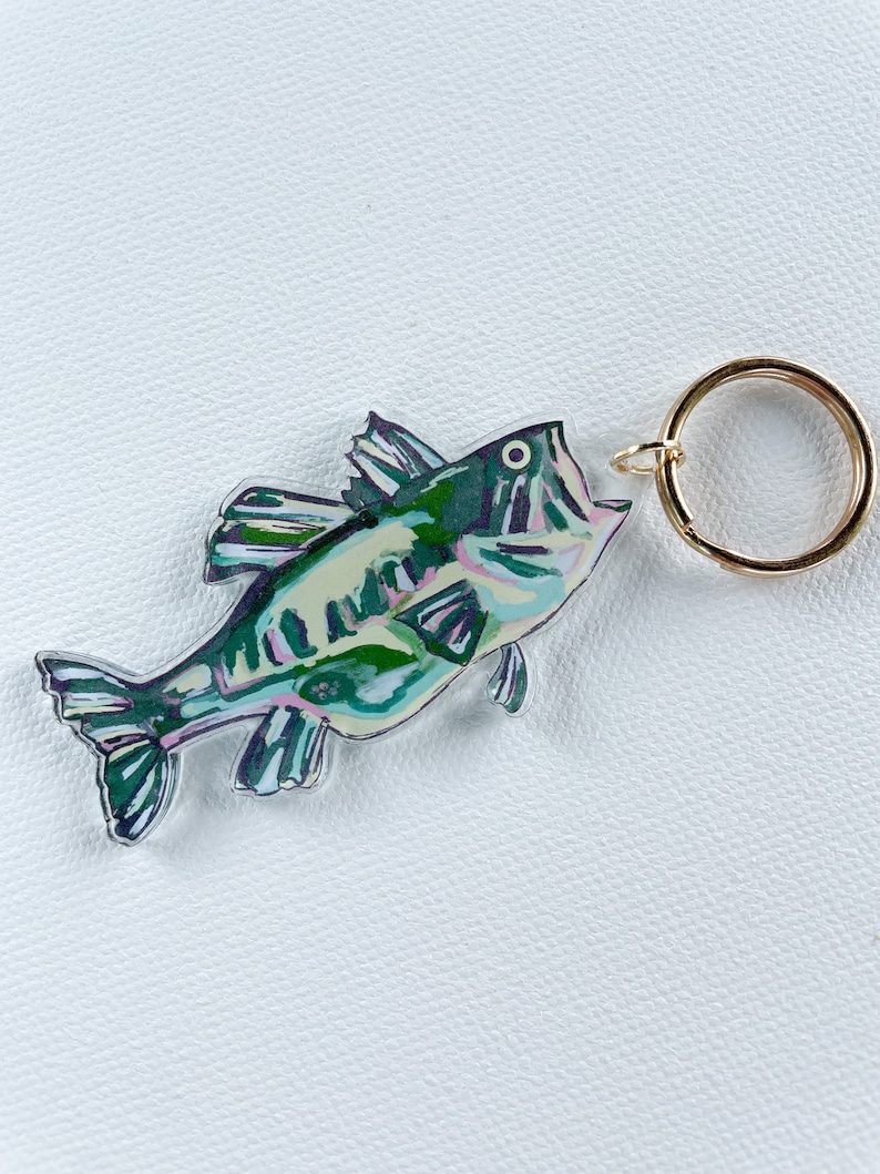 Fish Keychain Fishing Keychain Bass Fish Keychain - Etsy
