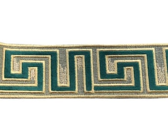 Apple Green Greek Key Trim by the Yard Tape Velvet Embroidered | Etsy