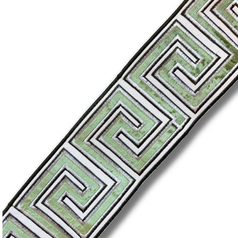 Apple Green Greek Key Trim by the Yard Tape Velvet Embroidered - Etsy