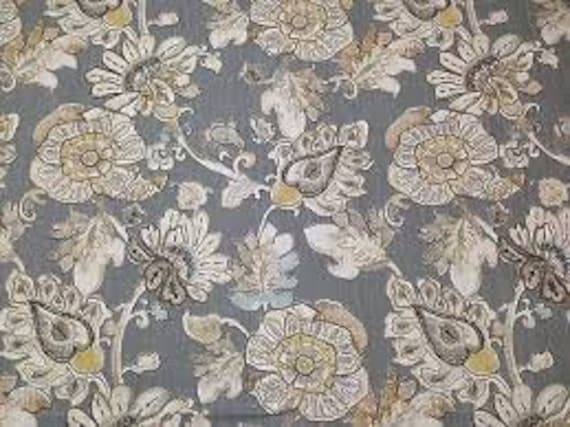 Designer Fabric by The Yard Floral Grey Graphite Taupe white | Etsy