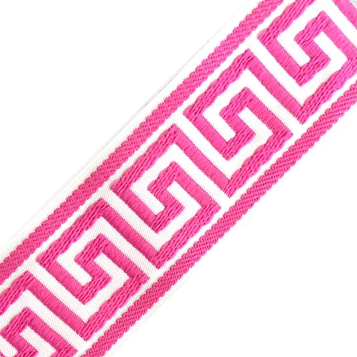 Greek Key Trim by the Yard Pink White Tape Jacquard Embroidered Athena ...