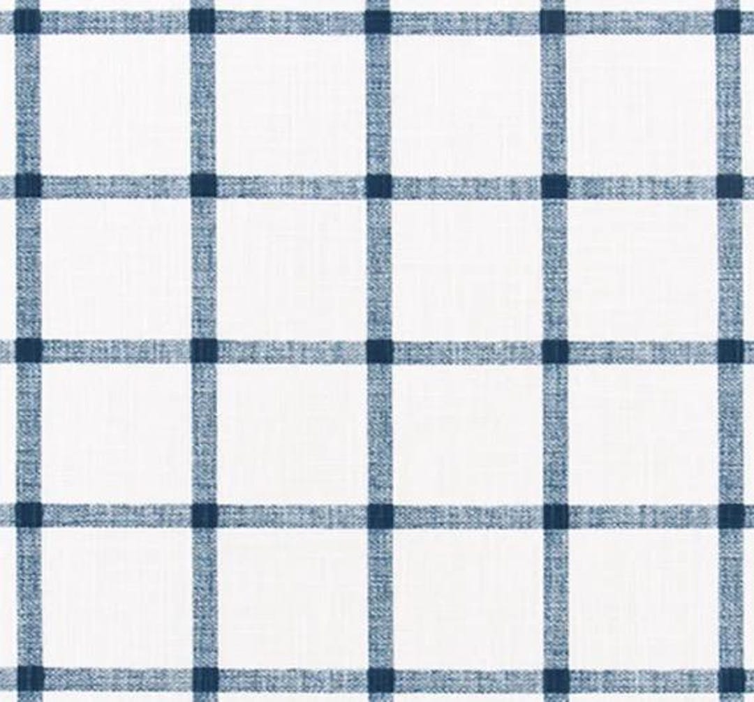 Premier Print Aaron Fabric by the Yard Italian Denim Blue Plaid White ...