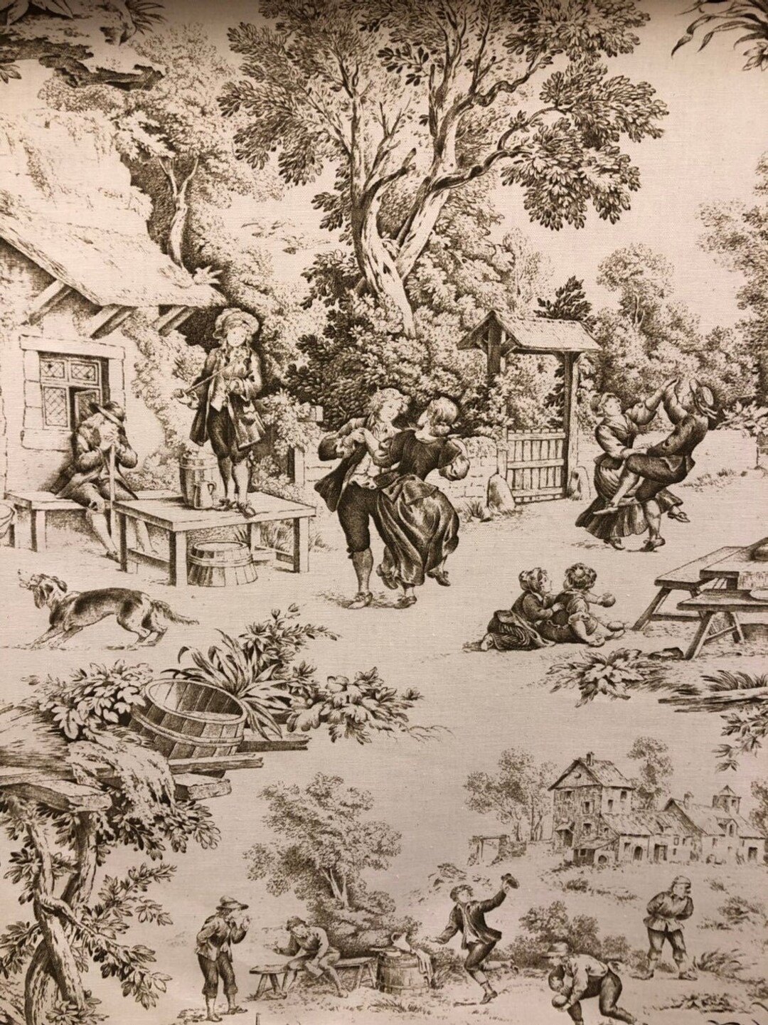 French Toile De Jouy Fabric by the Yard French Toile Country Farmhouse ...