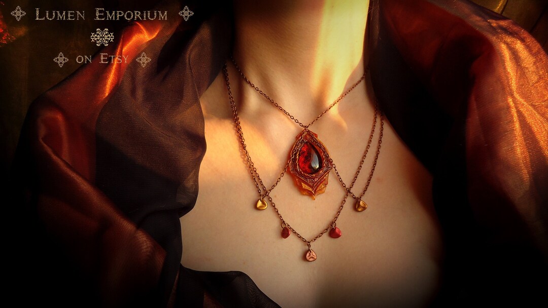 Ancient Aodh, Relic of the Flame Dragon Necklace, Fantasy Handmade ...