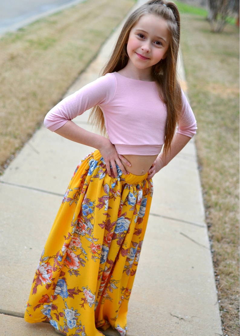 The Kaleo Pattern Crop Top Long Top and Skirt Girls sizes | Etsy