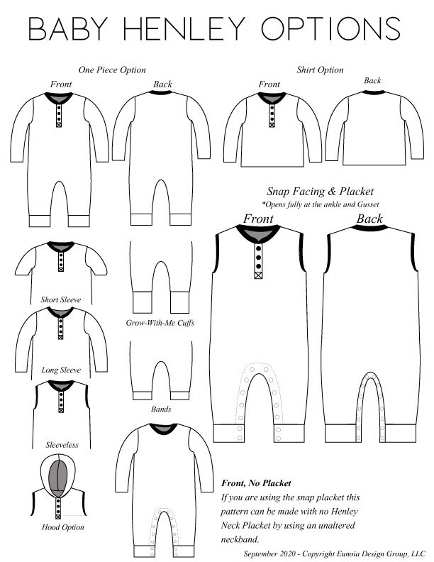 Baby Henley Top and Onepiece Sewing Pattern Easy placket | Etsy