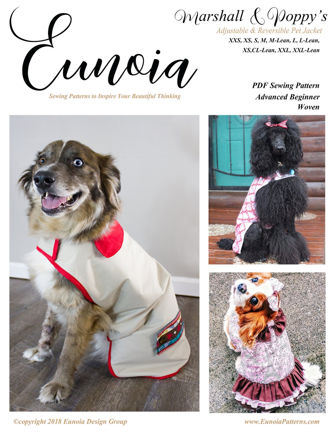 Marshall & Poppy's Adjustable and Reversible Pet Jacket - 11 Sizes Toy ...