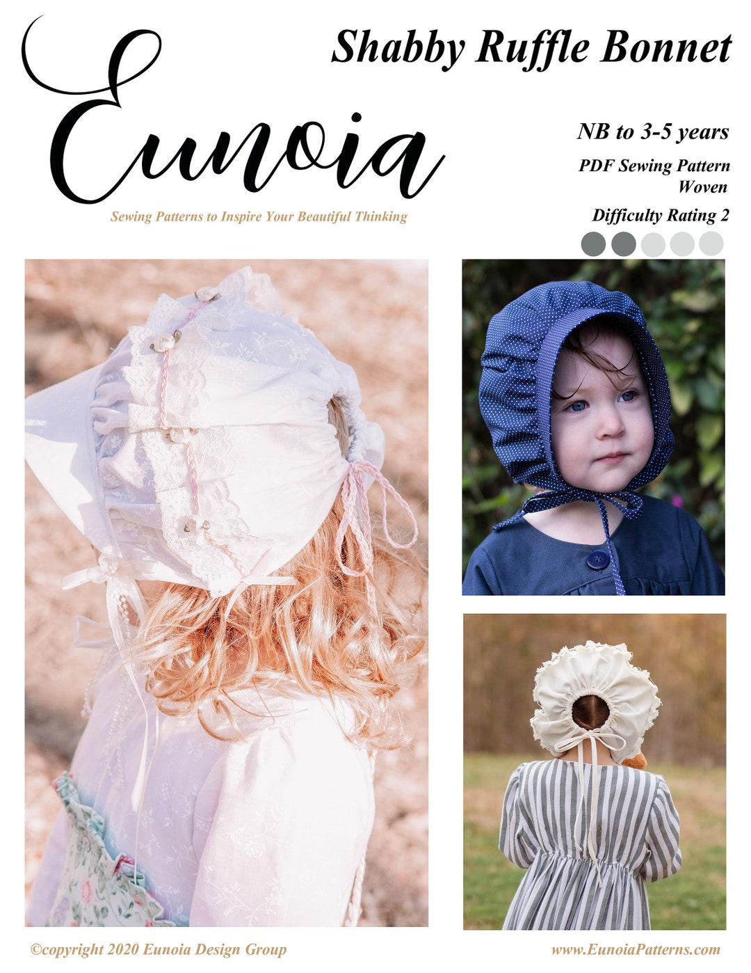 Shabby Ruffle Bonnet PDF Sewing Pattern Classic Bonnet Pattern - Etsy