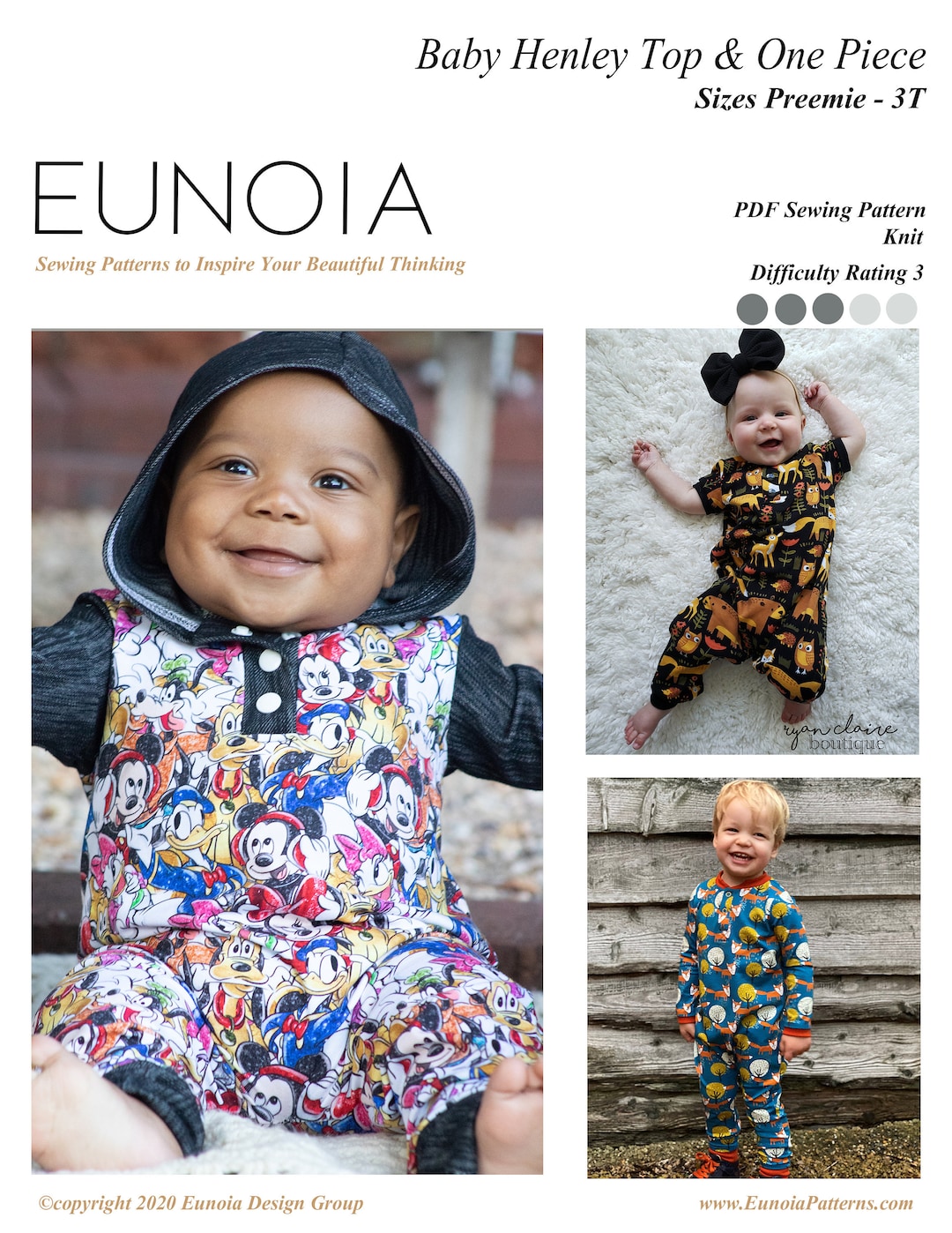 Baby Henley Top and Onepiece Sewing Pattern, Easy Placket, Snaps ...