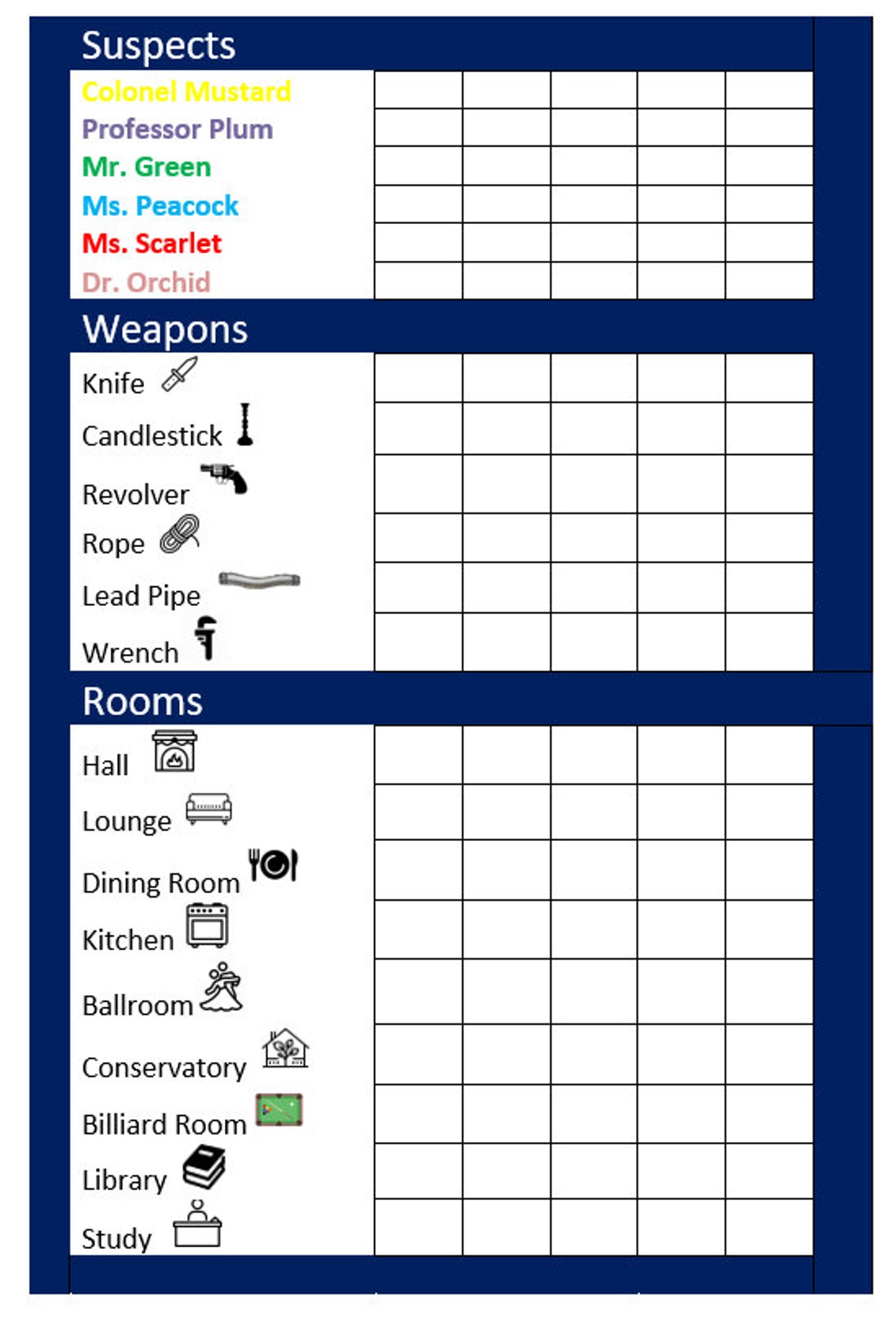 Printable Clue Score Card for the Pre-reader - Etsy