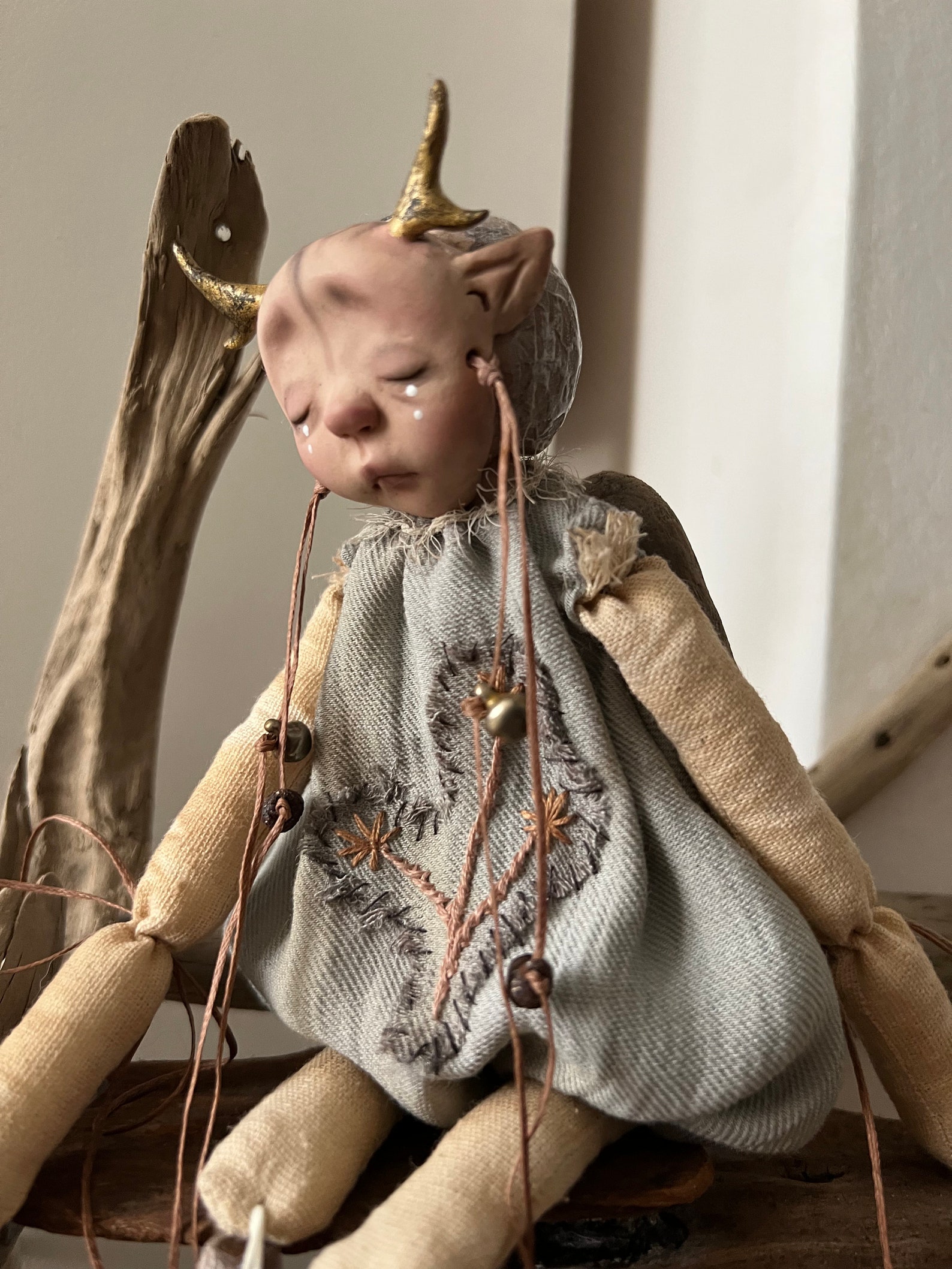 Fantasy Doll, Art Doll With Wooden Parts, Fairy Forest Creature, Art ...