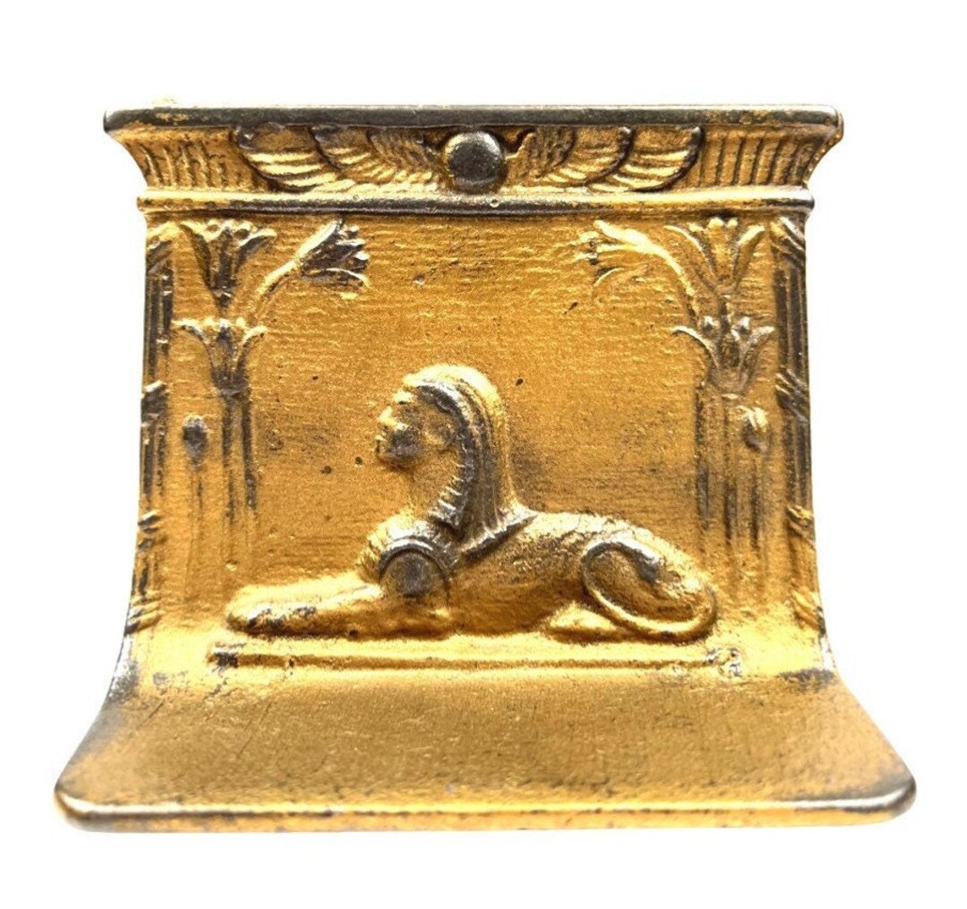 Set of Antique Vintage Art Deco Egyptian Sphinx Lion Bookends Cast Iron ...