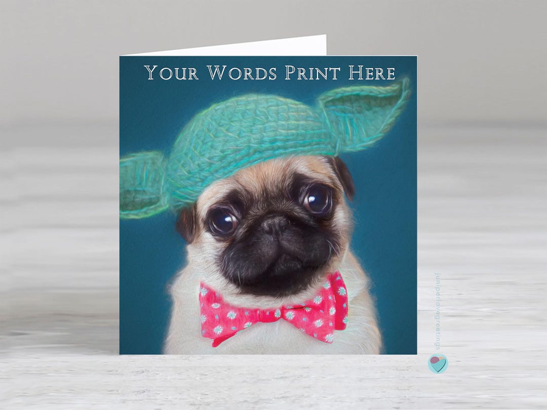 Pug Dog Card - Funny Birthday Card - Boys Birthday Card - Personalised ...