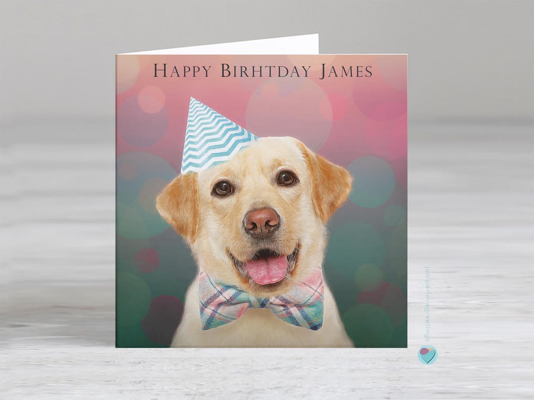Labrador Dog Birthday Card - Personalised Birthday Card to a Male or ...