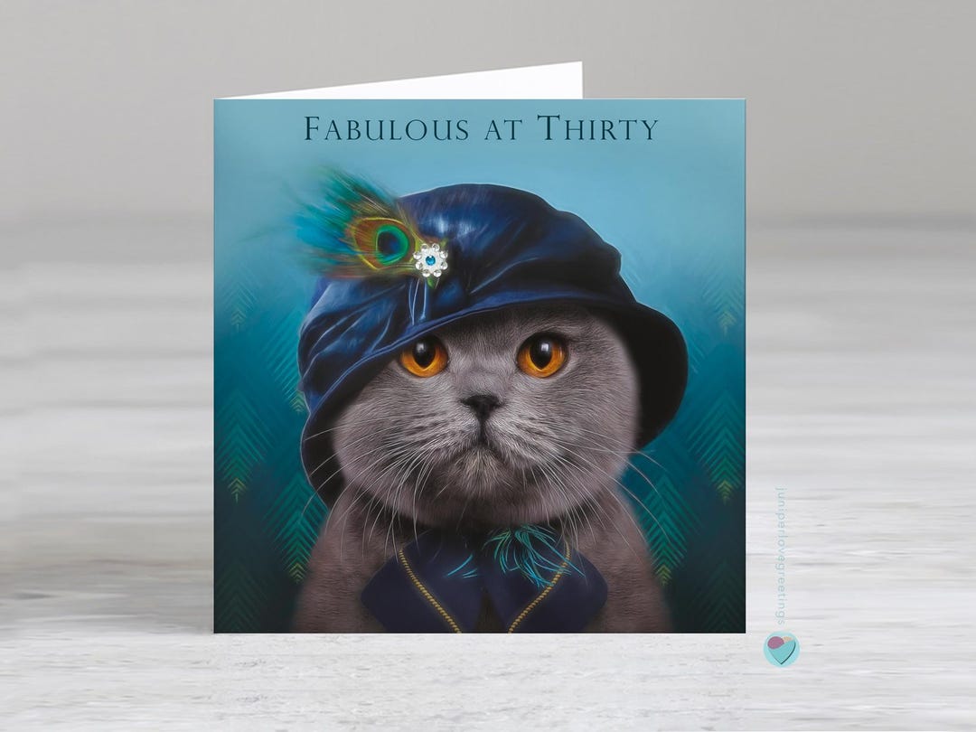 30th Birthday Card for Women - British Blue Cat Card - 30th Birthday ...