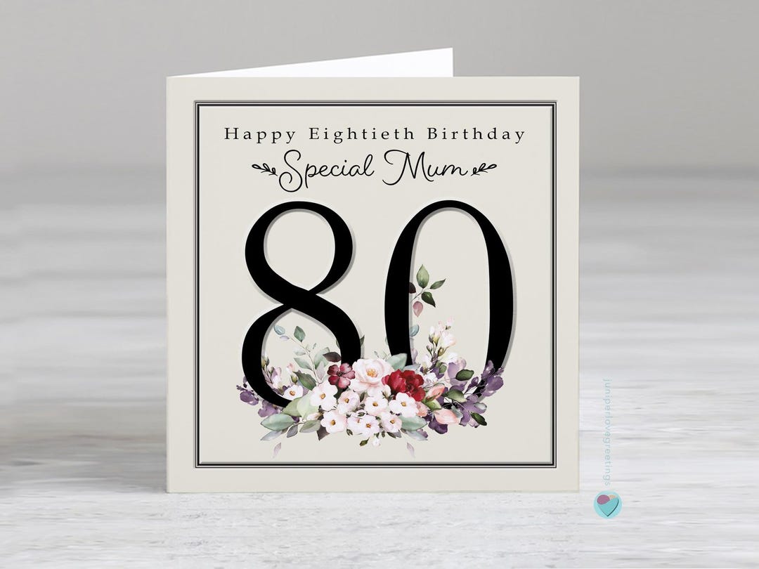 Mum 80th Birthday Card - Handmade 80th Birthday Card to a Special Mum ...