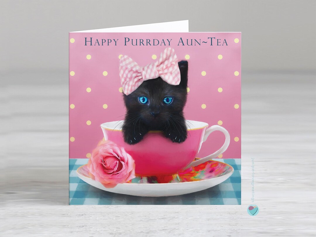 Birthday Card to Aunt Aunty Auntie Cat Lover - Happy Purrday Aun-tea ...