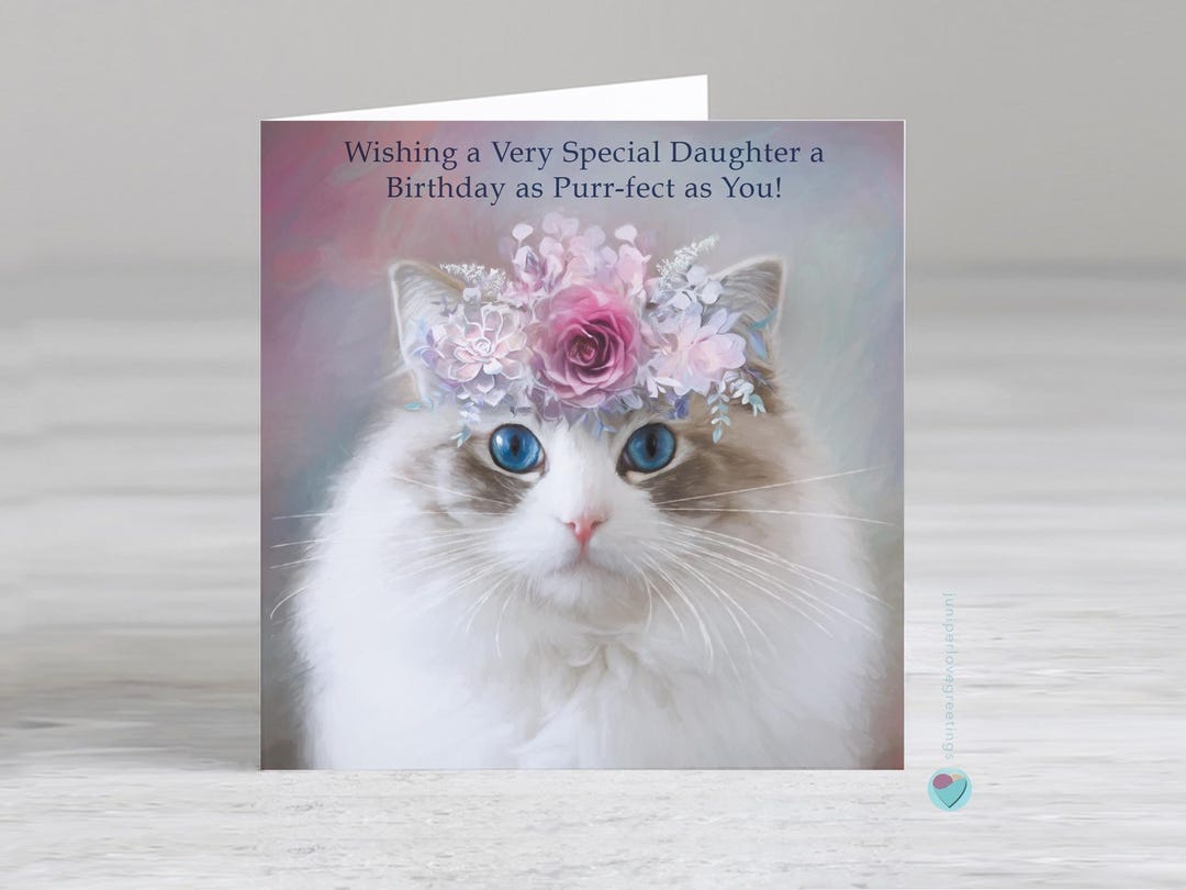 Daughter Birthday Card - Ragdoll Cat Lovers Birthday Card - Option to ...