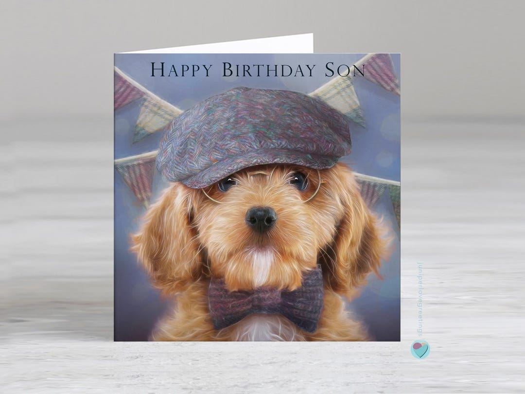 Son Birthday Card Boys Men Child or Adult COCKAPOO Spaniel Dog Puppy ...