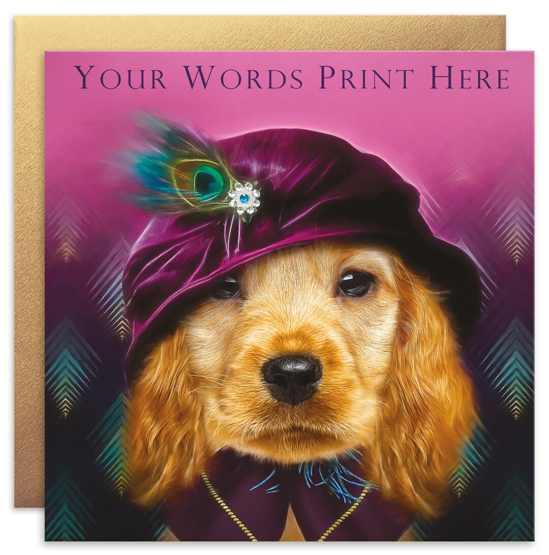 Cocker Spaniel Dog Greeting Card Personalised Birthday Thank You ...