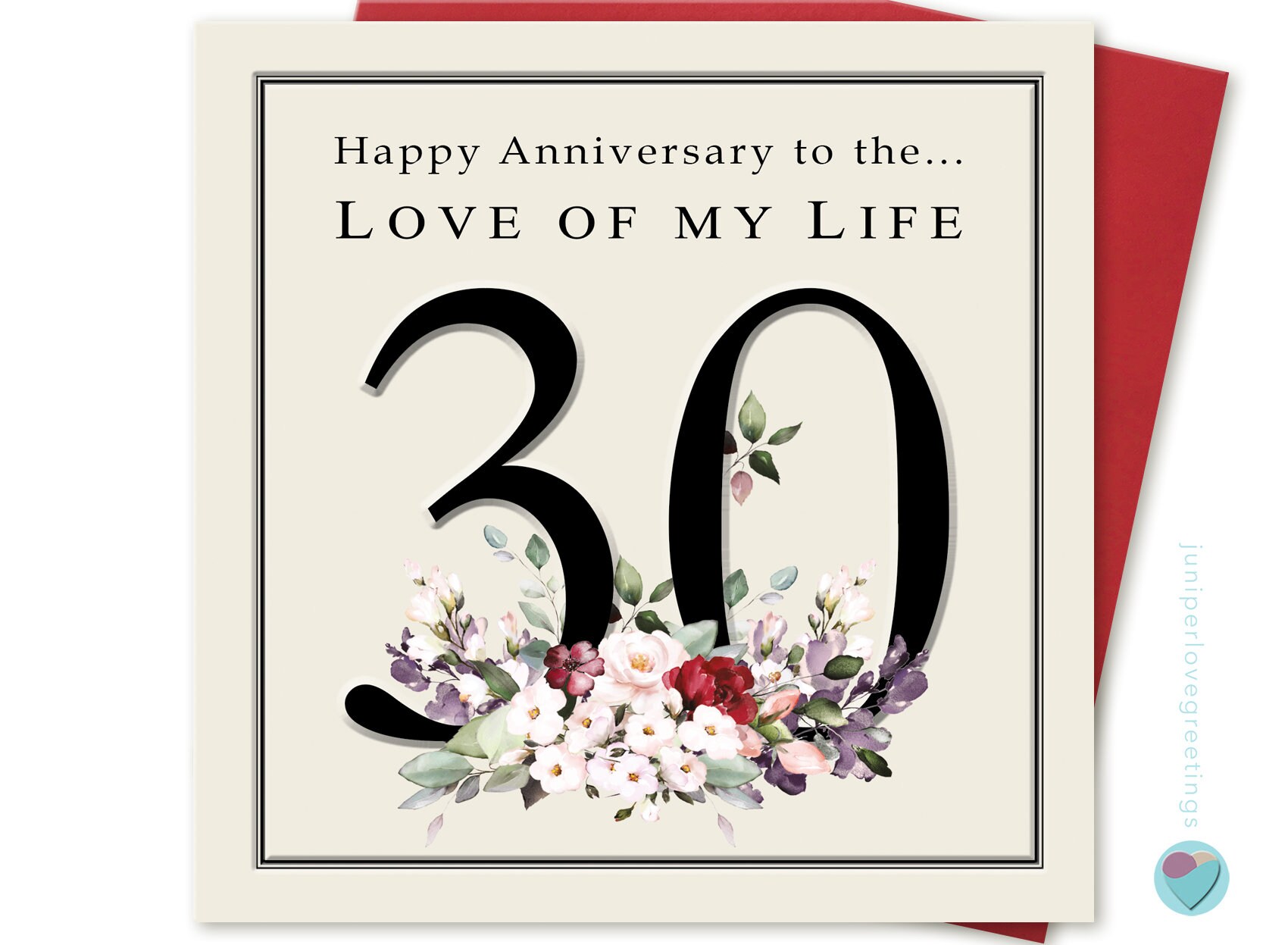 30th Anniversary Card 30 years for the LOVE of YOUR LIFE ideal | Etsy