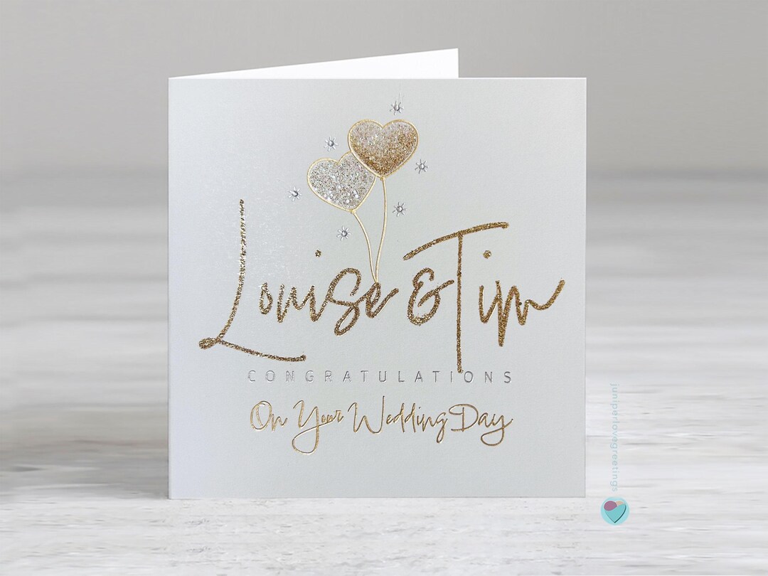 Wedding Day Congratulations Card - Add Any Names - Personalised Wedding ...