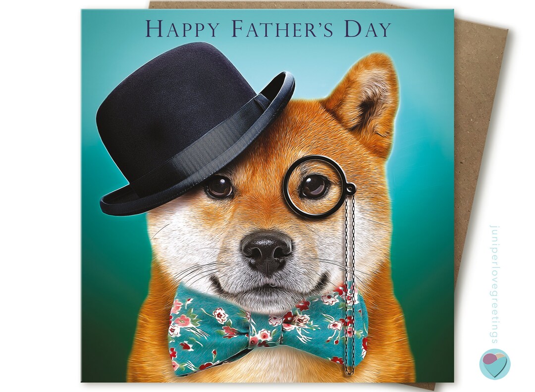 Fathers Day Card Dad Daddy Husband Boyfriend to or From Shiba Inu ...