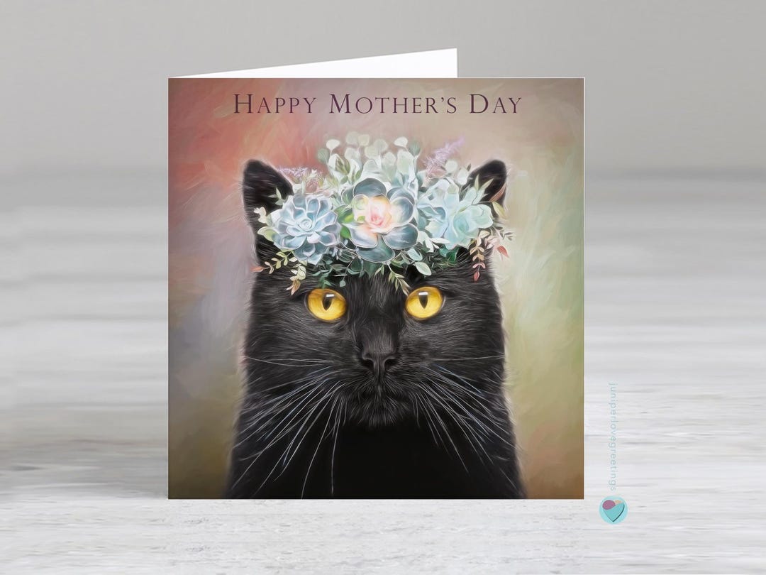Mother's Day Card - Black Cat Mothers Day Card - to or From Cat Lover ...