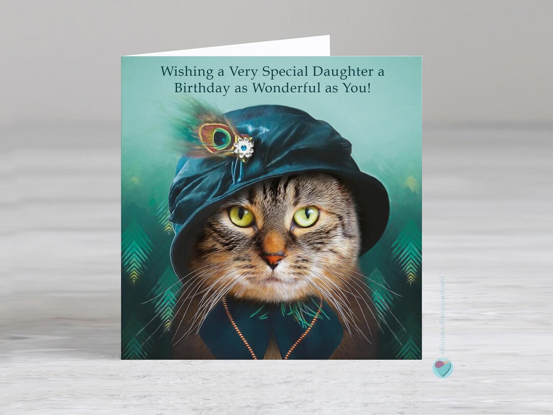 Daughter Birthday Card - Daughter Card With Cat - Funny Cat Cards - Cat ...