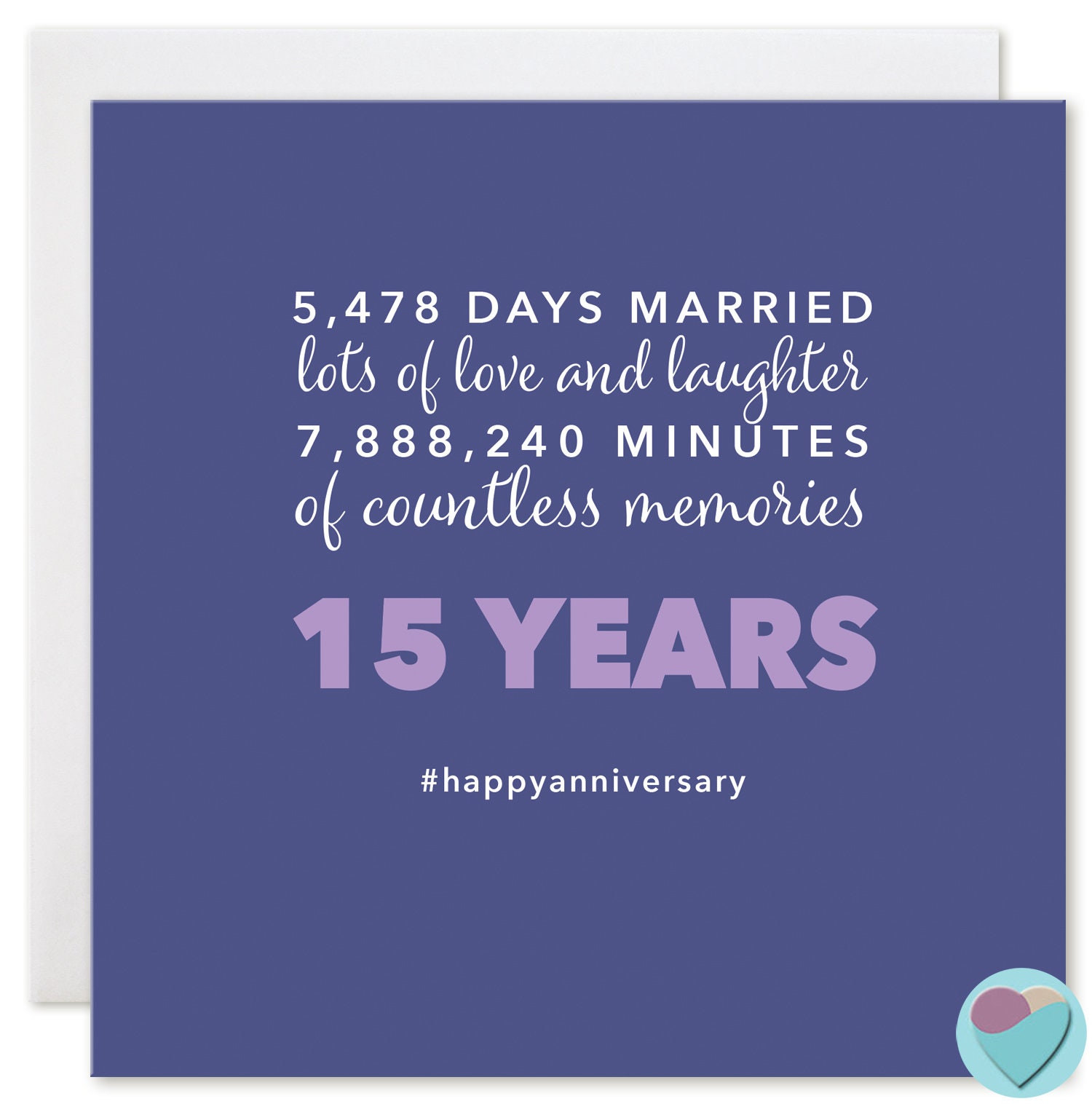Wedding Anniversary Card 15 Years 15th Fifteen 5478 DAYS Etsy