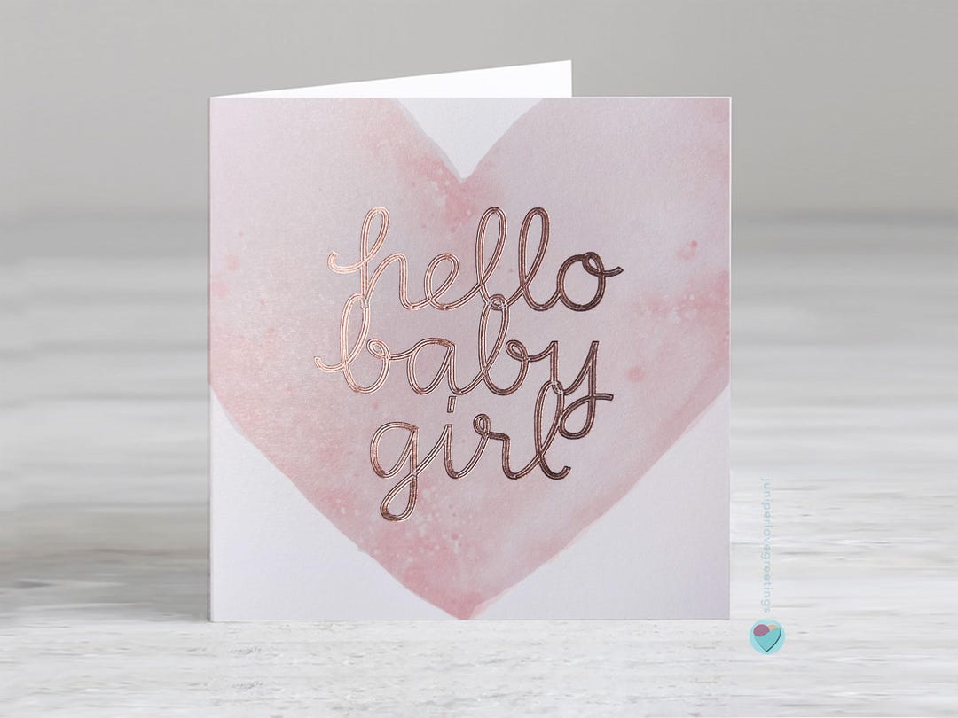 New Baby Girl Card - Newborn Baby Girl Birth Congratulations - Pink ...