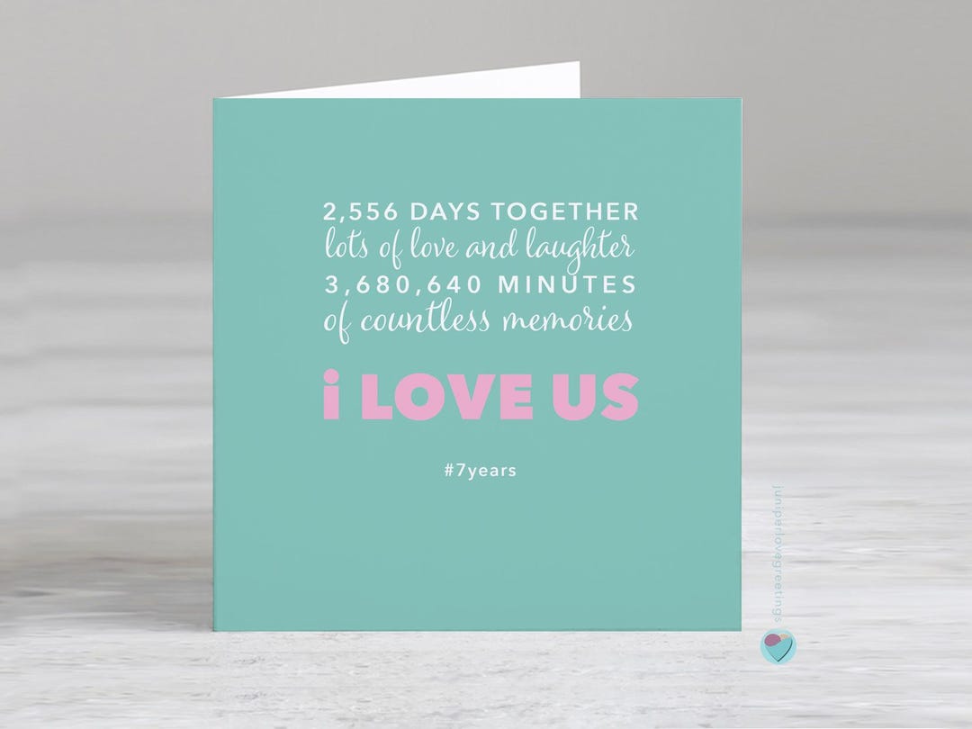 Anniversary Card - 7th Anniversary Card - 7 YEARS TOGETHER - Option to ...