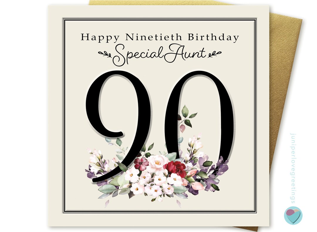 90th Birthday Card Women SPECIAL AUNT Optional Personalise Inside With ...