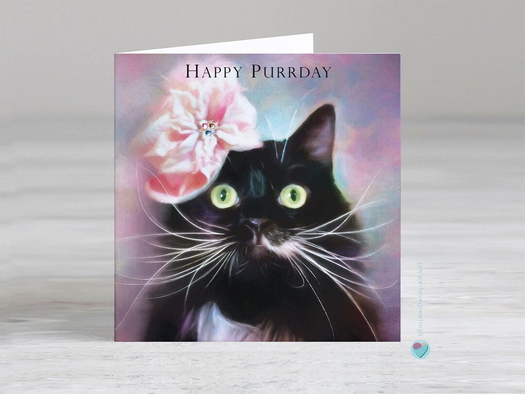 Cat Birthday Card - Girls Birthday Card - Birthday Card to Cat Lover ...