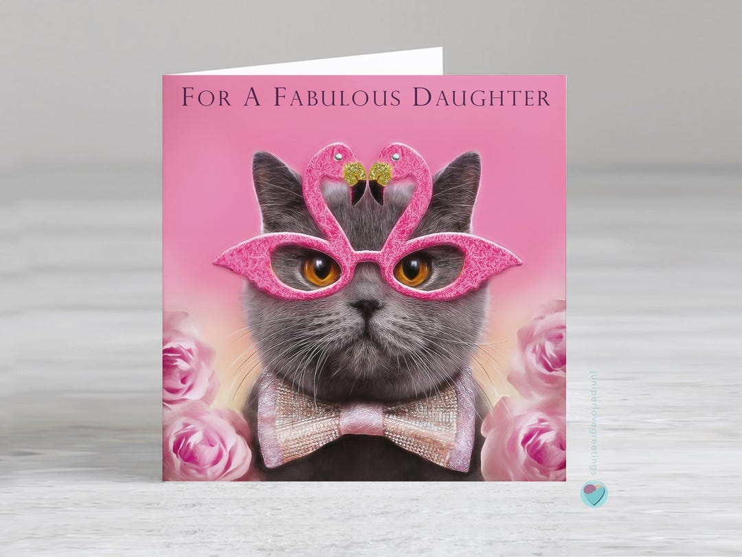 Daughter Birthday Card - Cat Flamingo Birthday Card - for a Fabulous ...