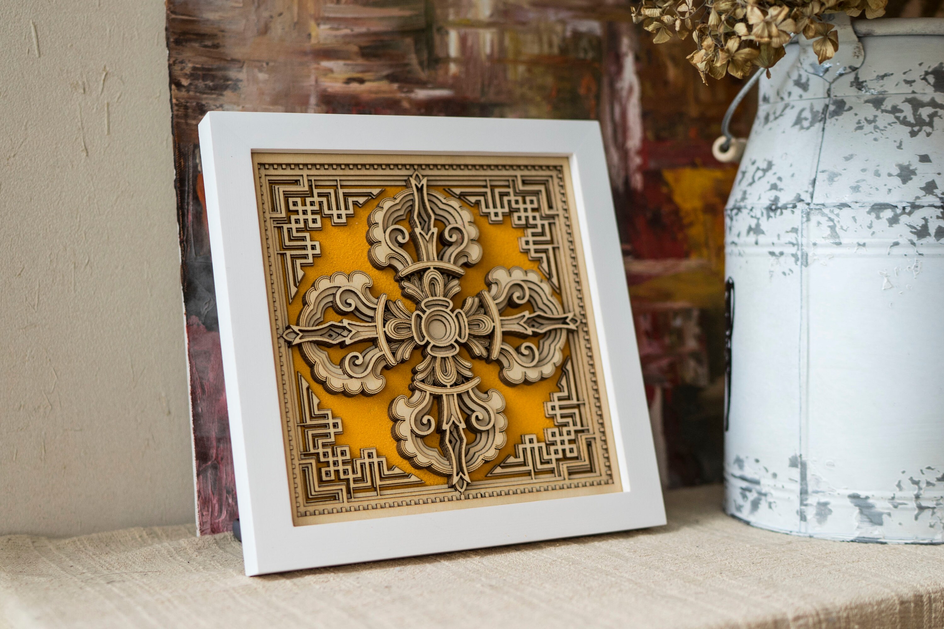 Crossed Vajra Wood Sculpture, Double Dorje Protection Symbol ...