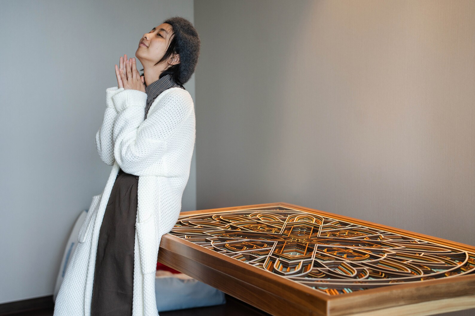 Glint Mandala Desk, Modern Abstract Wood Carving, Laser Cut Craft ...