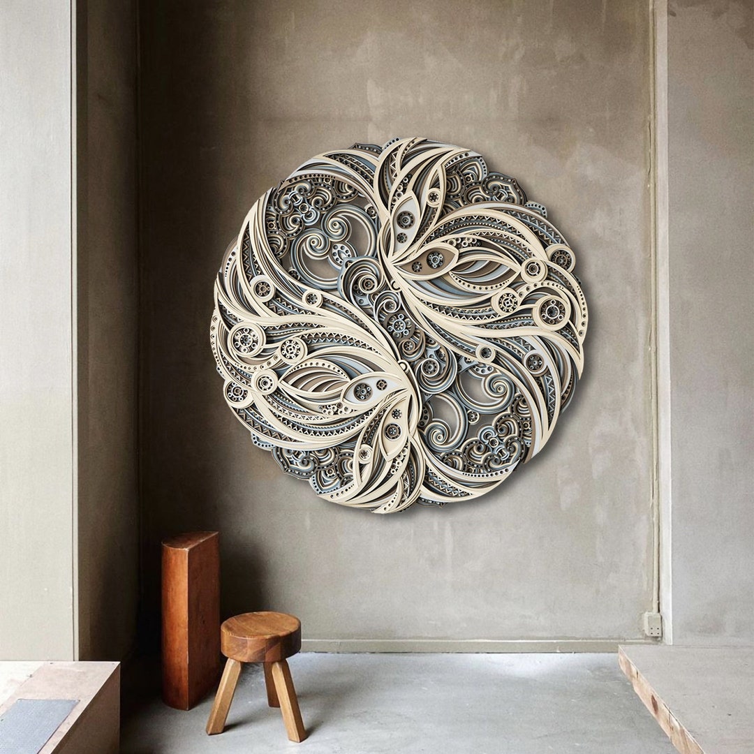 STEREOWOOD Blissful Wings Multi-layer Wall Art, Large Geometric Wood ...