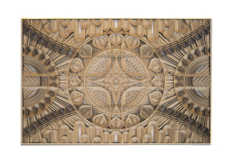Trace Mandala Wood Art, Large Layered Geometric Laser Cut Wall Hanging ...