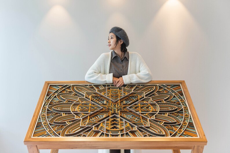 Glint Mandala Desk, Modern Abstract Wood Carving, Laser Cut Craft ...