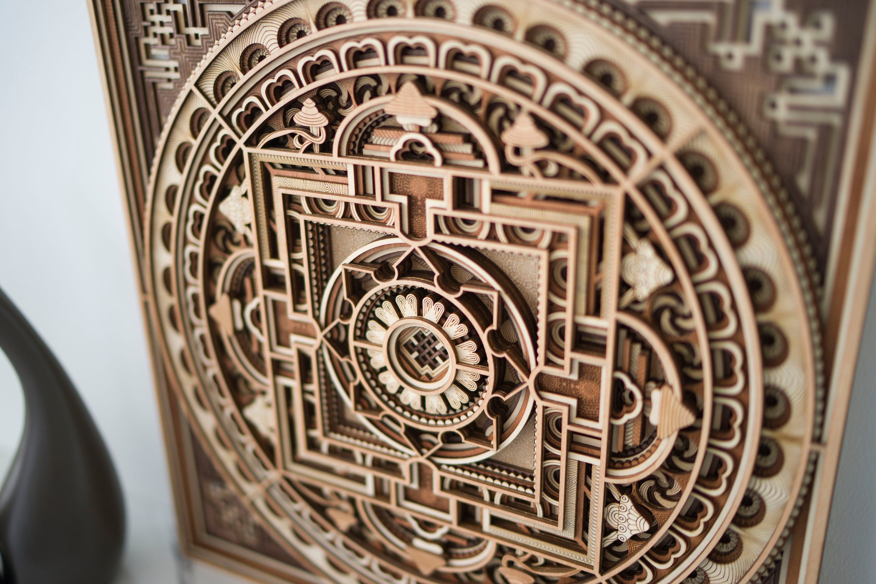 Mandala1 Layered Laser Cut Wood Sculpture, Ancient Architecture ...
