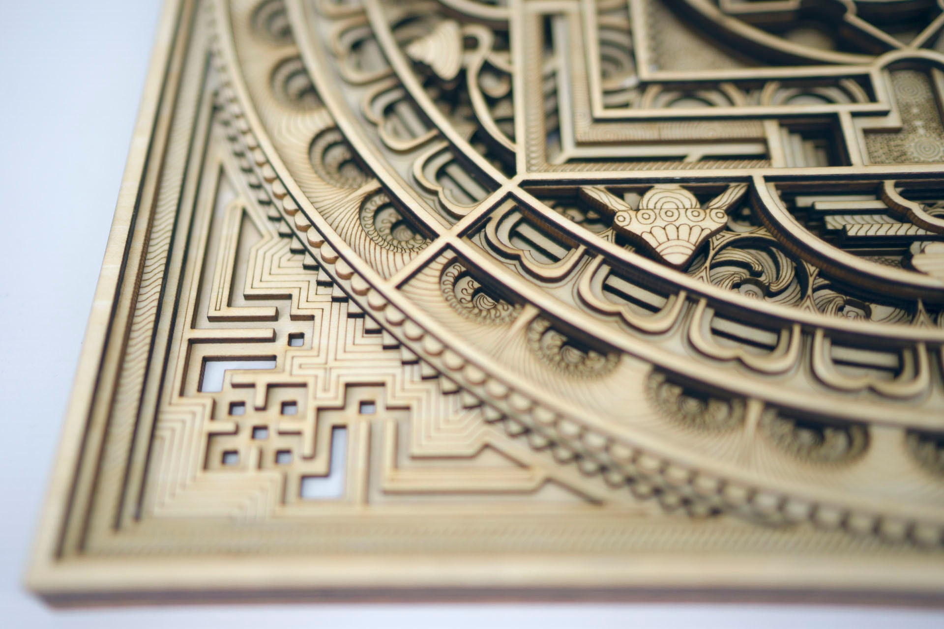 Mandala1 Layered Laser Cut Wood Sculpture, Ancient Architecture ...