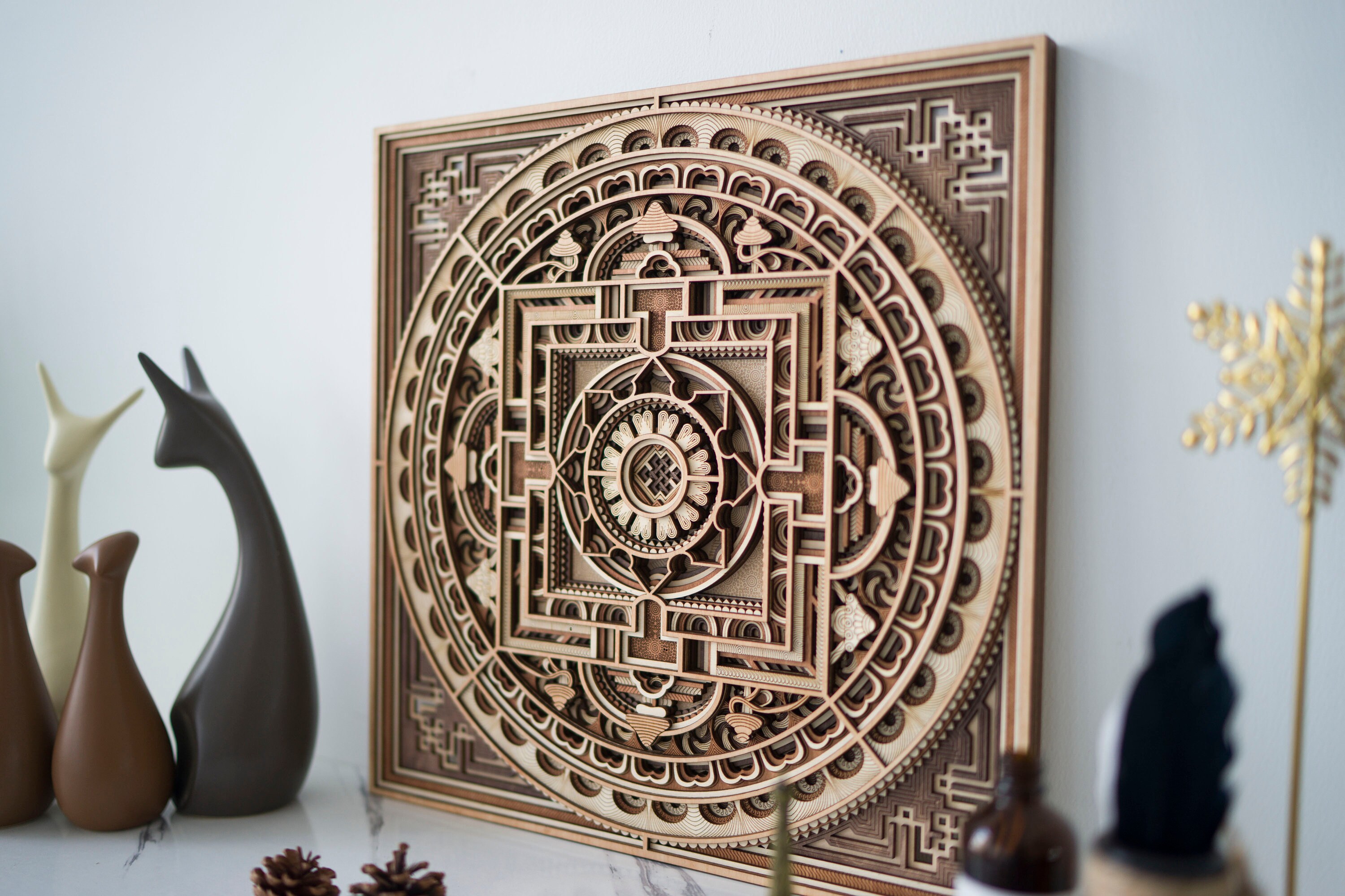 Mandala1 Layered Laser Cut Wood Sculpture, Ancient Architecture ...