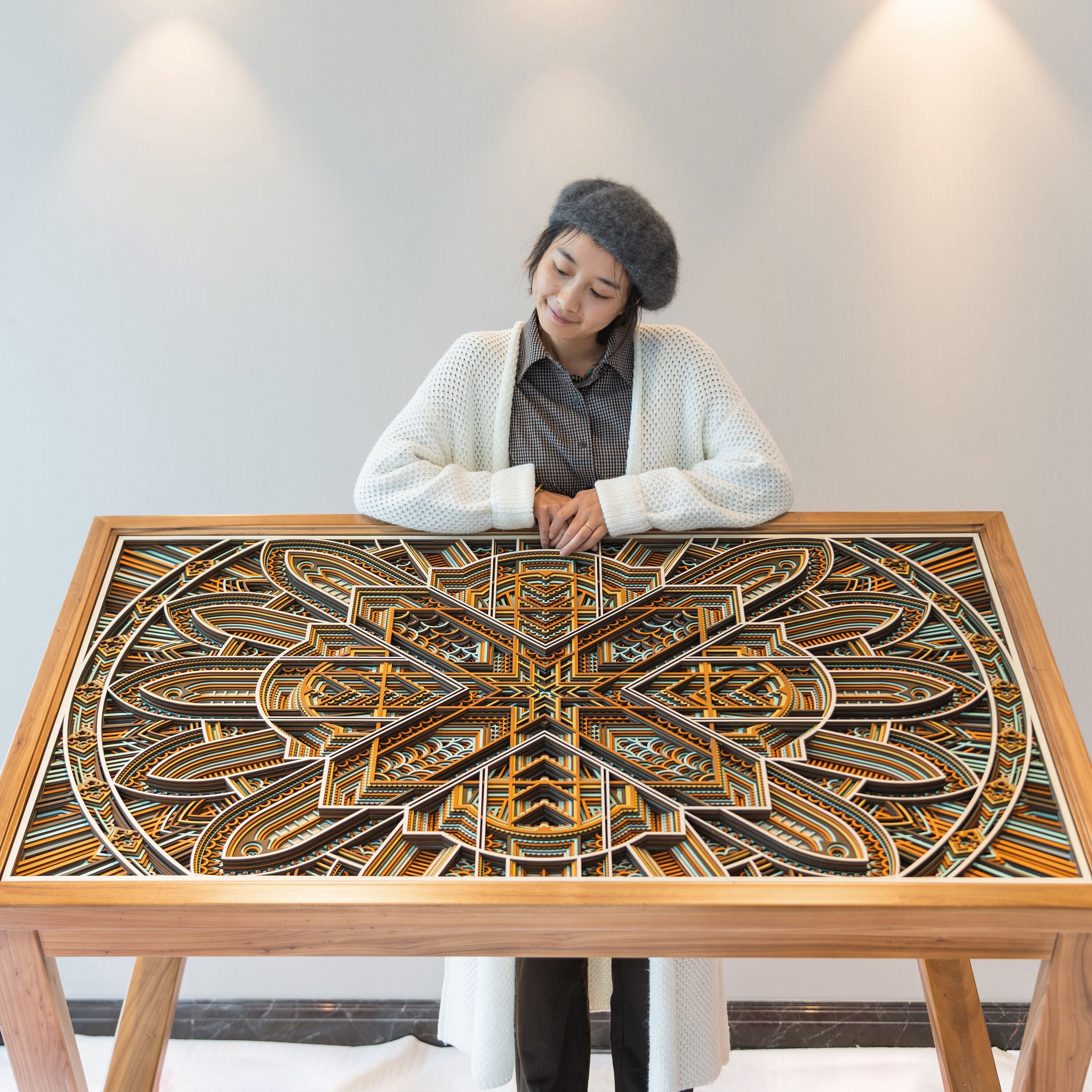 Glint Mandala Desk, Modern Abstract Wood Carving, Laser Cut Craft ...
