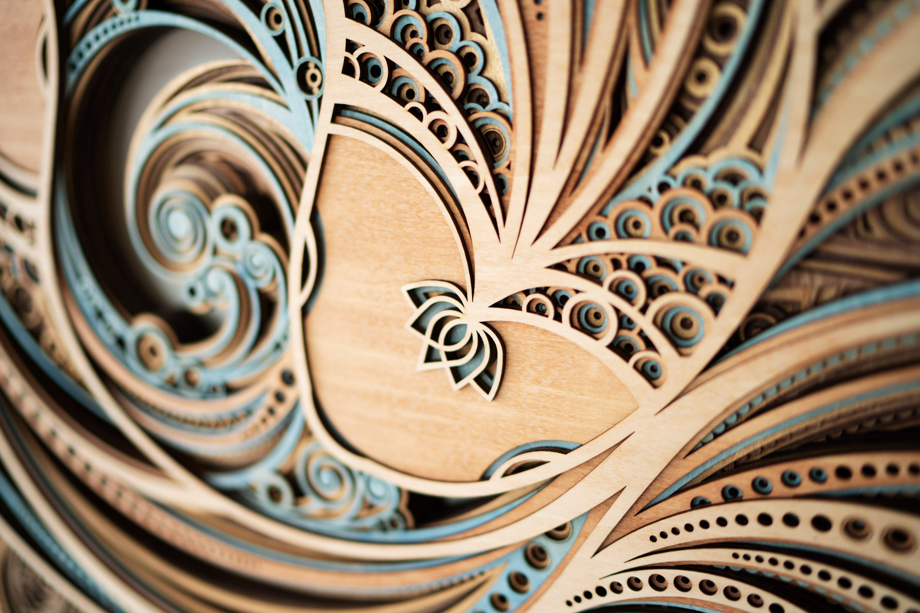 STEREOWOOD Koi and Lotus Multi-layer Wall Art Large Geometric - Etsy Canada