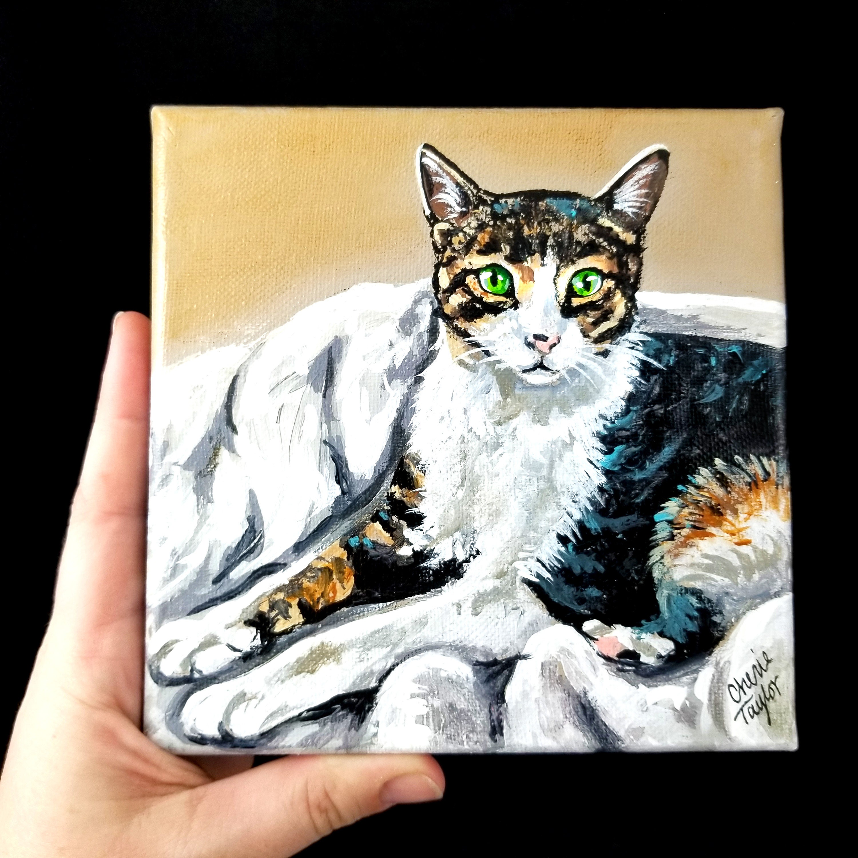 6 X 6 Custom Cat Portrait Painting Acrylic Pet - Etsy