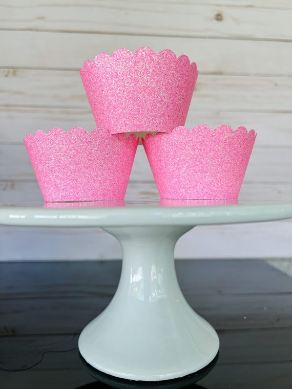 Hot Pink Glitter Cupcake Wrapper / Decorative Cupcake Wrapper - Etsy