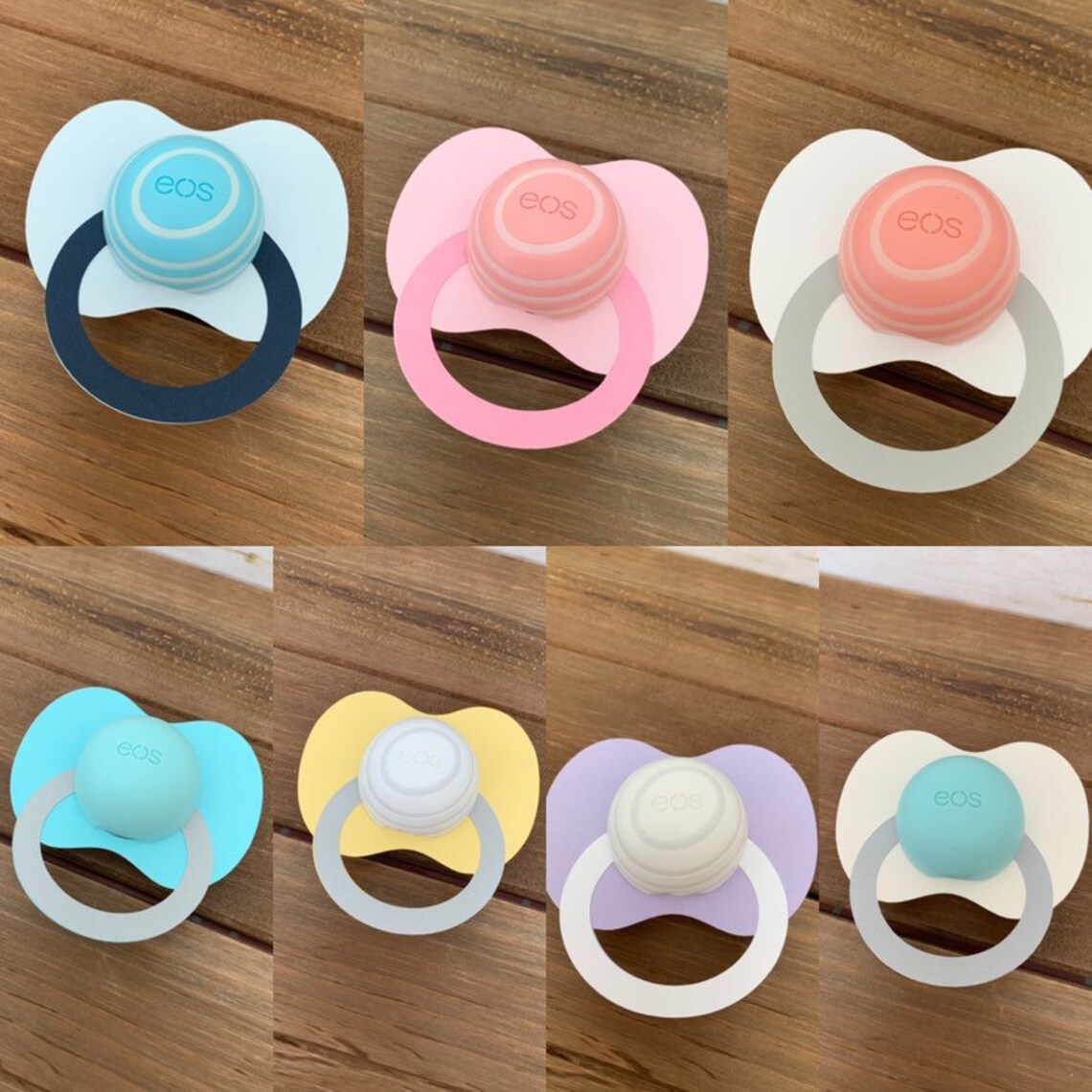 Pacifier Baby Shower Favor / EOS Round Lip Balm Holder / Pink or Blue ...