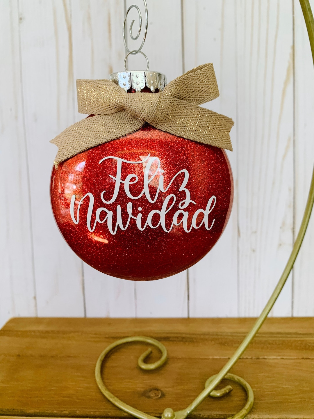 Feliz Navidad Glitter Christmas Ornament / Christmas Ornament / Spanish ...